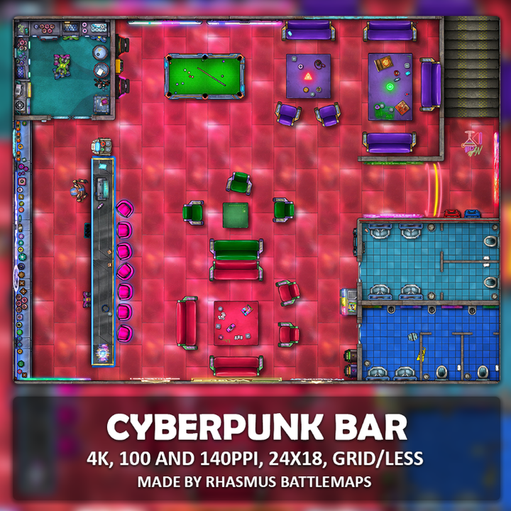 3D Printable Cyberpunk Bar Map by Rhasmus Battlemaps